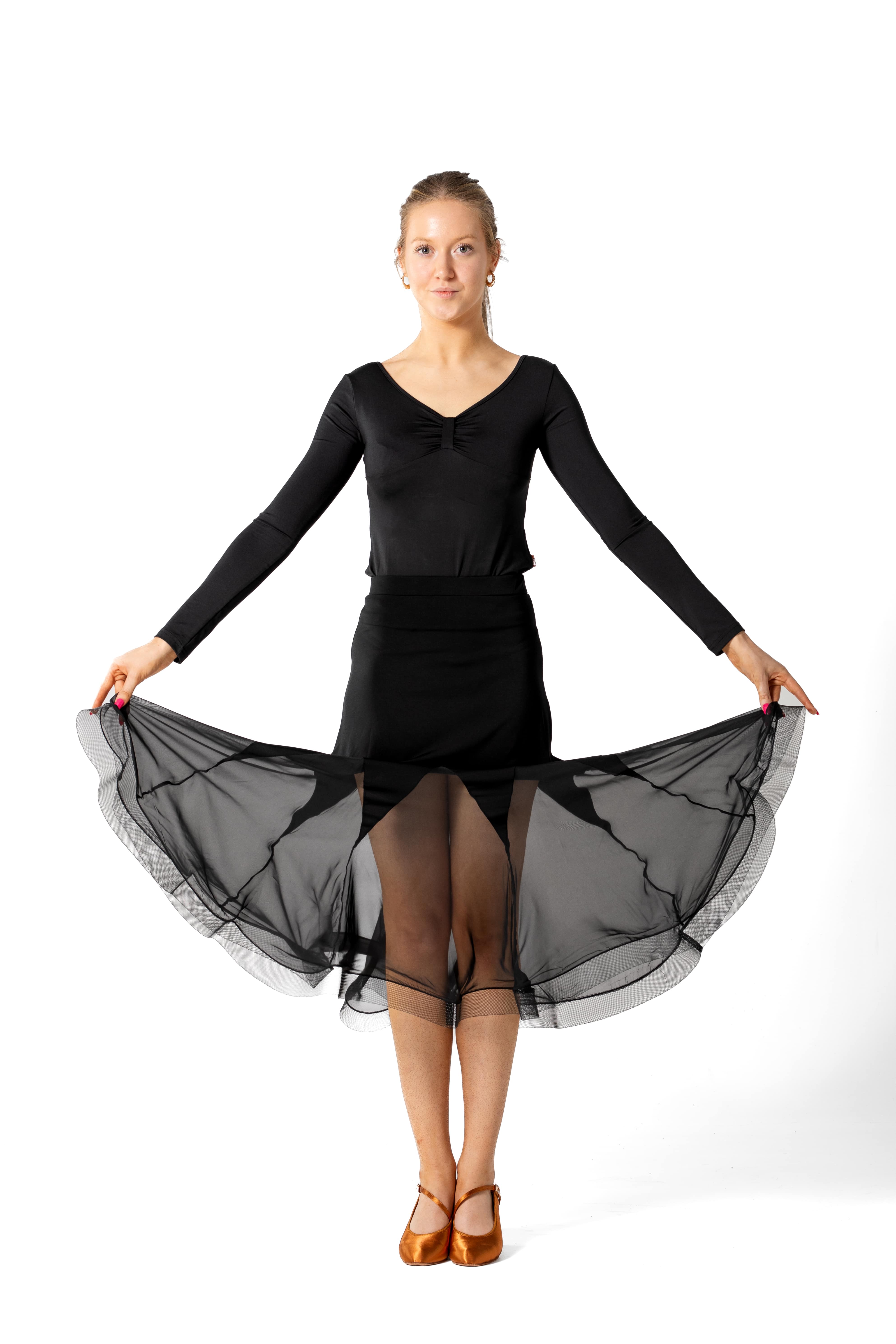 Olivia - Ladies Black Premium Ballroom Practice Dance Skirt – Dance Fever