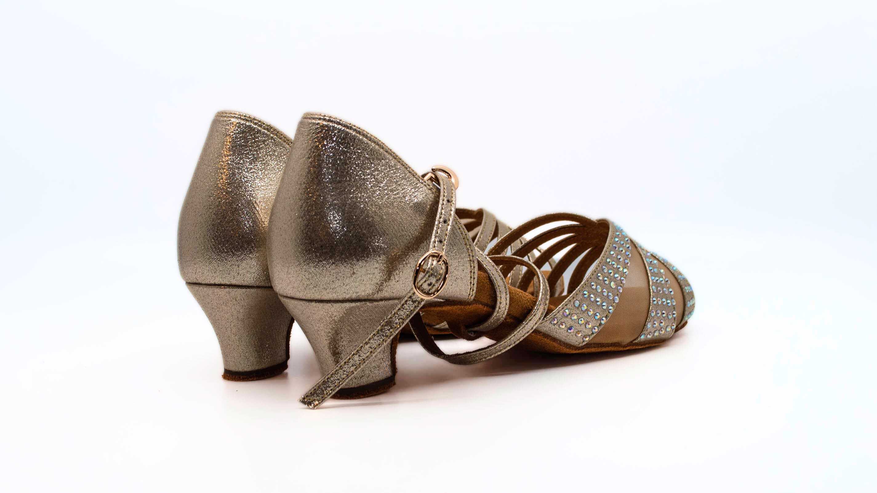 S211G - Ladies, Unique Vamp, Peep Toe, 1.5 Inch Junior Heel, In Shimme ...